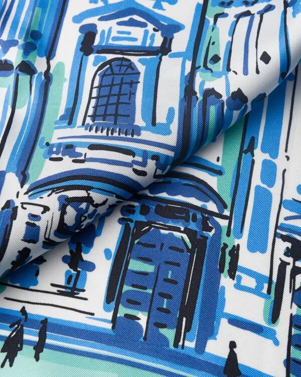 Prada Pittoresque Milan Print Silk Foulard Scarf 90x90 - Light
